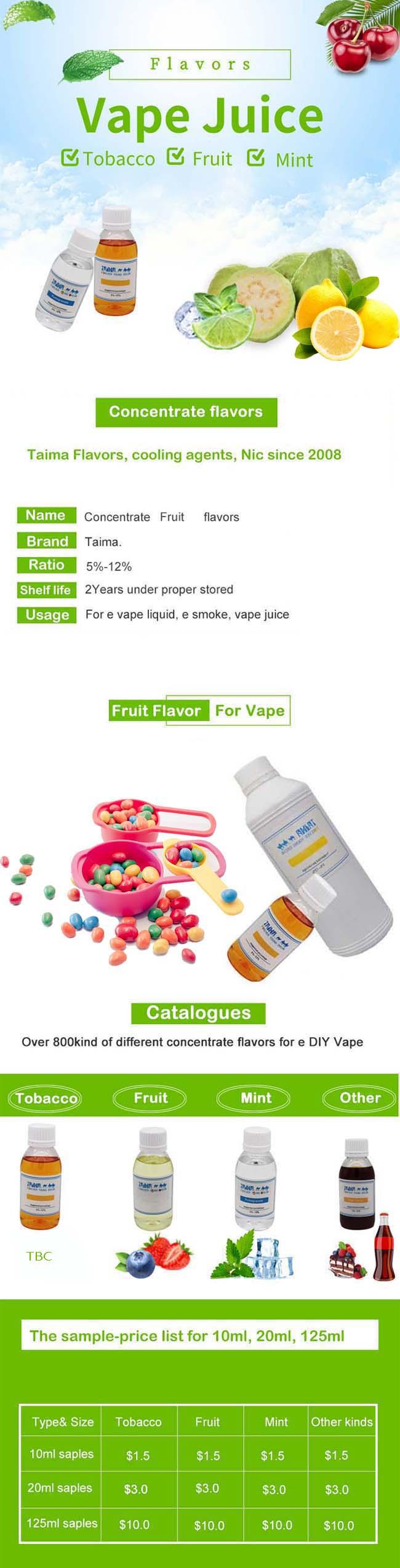 20ml Concentrated Colorless Fruit Vape Juice Flavors Food Grade